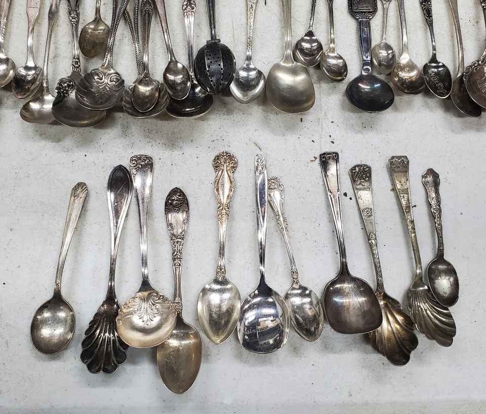 Silverplate Flatware Lot of 430 MIXED FANCY SPOONS Craft Use LOT#29 | eBay