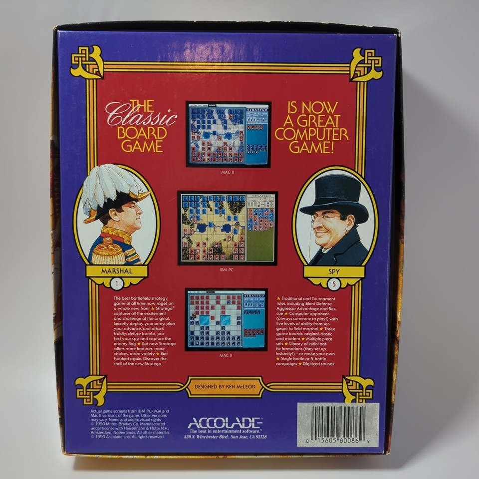 Stratego Computer Game Accolade 1990 IBM PC Tandy Milton Bradley 5.25 ...