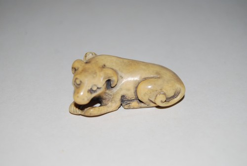 Antique Signed Japanese Netsuke Dog w/ Rat Trinket Figurine | eBay