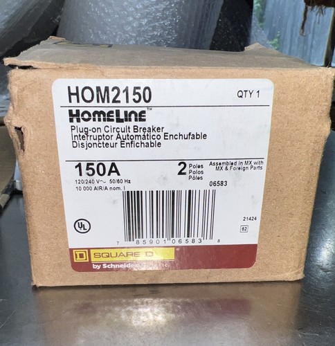 Square D HOM2150 150A 2 Pole 120/240V 50/60Hz Circuit Breaker brand new ...
