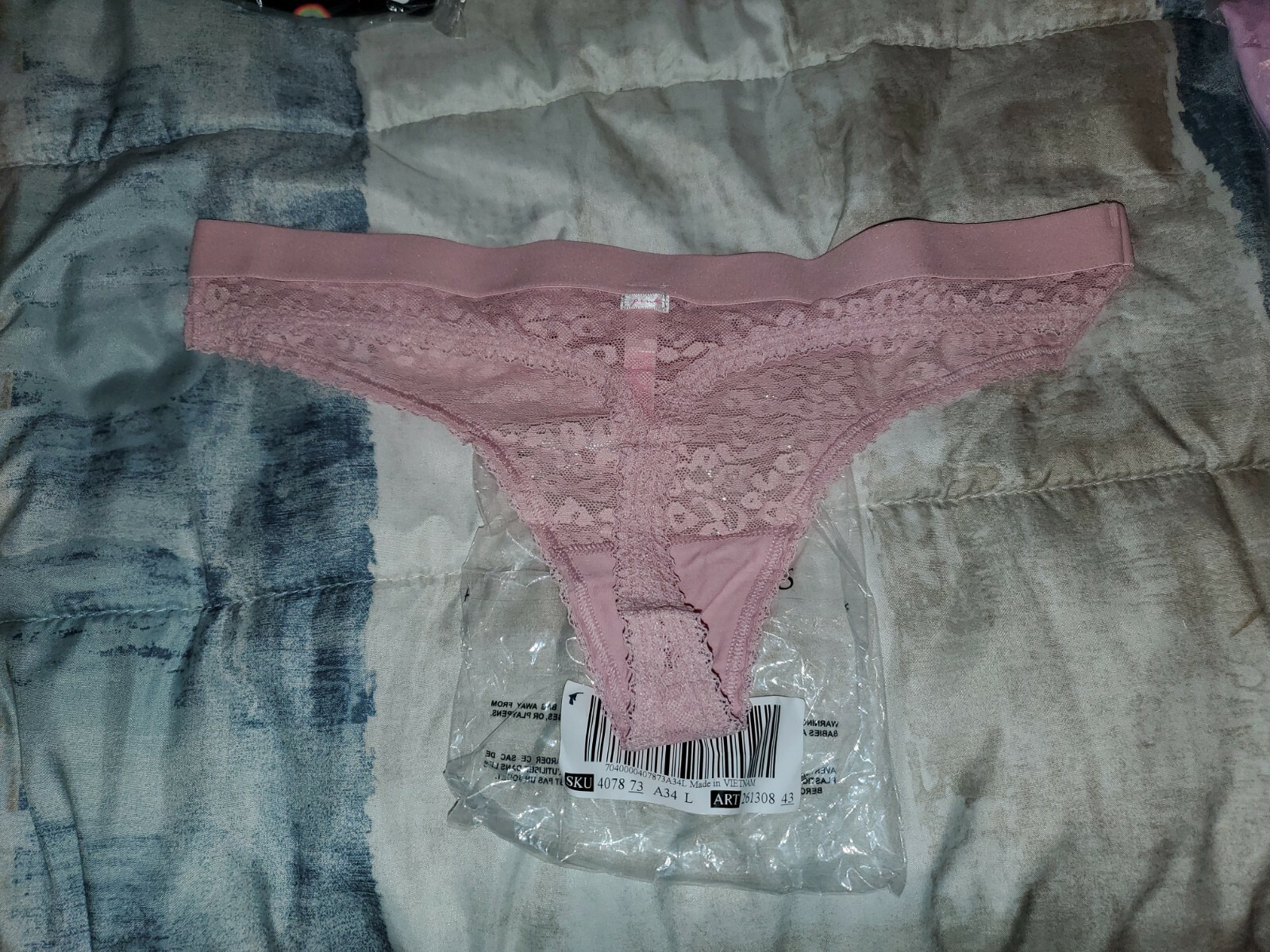 NWT Victoria's Secret PINK leopard lace pink Thong Panties Size L ...