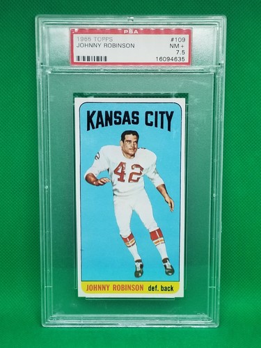🏈SHARP! 1965 Topps #109 JOHNNY ROBINSON🏈 LSU ~ HOF ~ KC Chiefs ~ PSA 7. ...