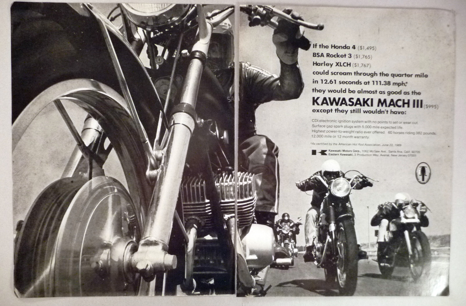 Kawasaki Mach III Motorcycle 2-Page PRINT AD - 1970 | eBay