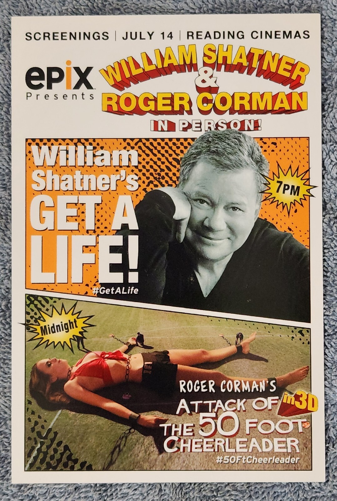 2012 SDCC EPIX Presents William Shatner & Roger Corman PROMO CARD Star ...