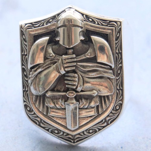 23g Medieval Knight Art Relief Mens Rings 925 SOLID STERLING SILVER Us ...