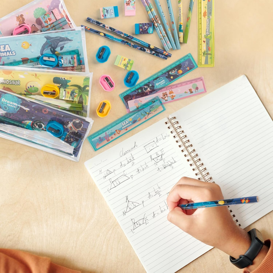8 Set Di Articoli Di Cancelleria per Bambini, Con Matite HB, Righello ...