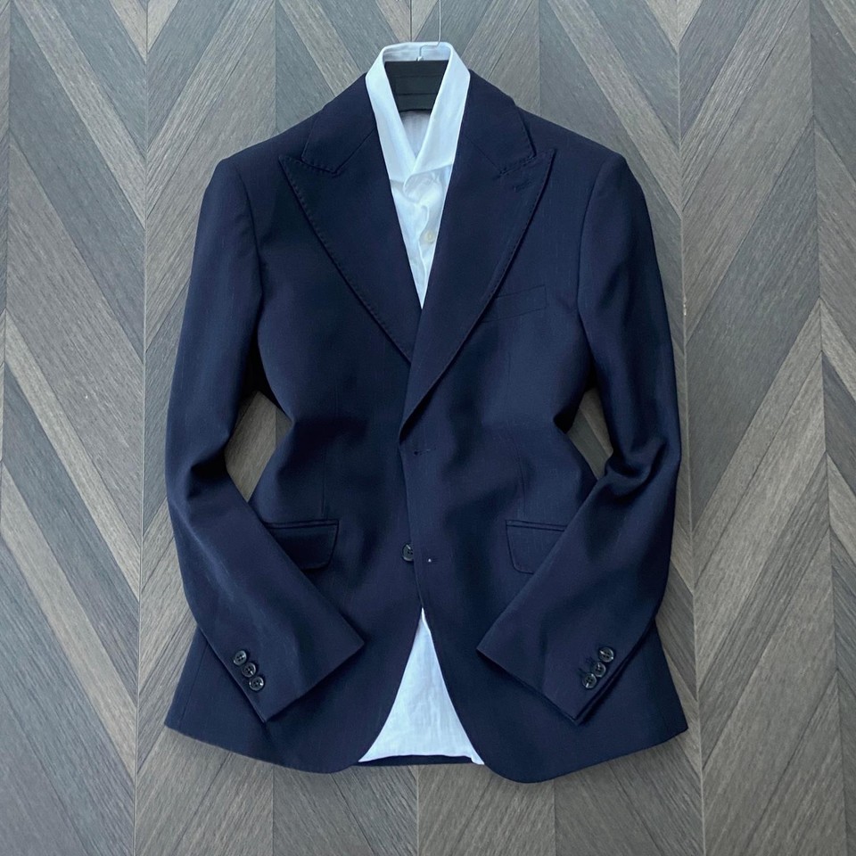 Italian Style Naples Men Single Breasted 2pcs Suits Jacket Pants Formal ...