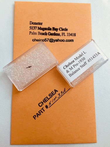 Chelsea Clock Co. Balance Staff for Pre-1930 SHIPS BELL Escapements ...