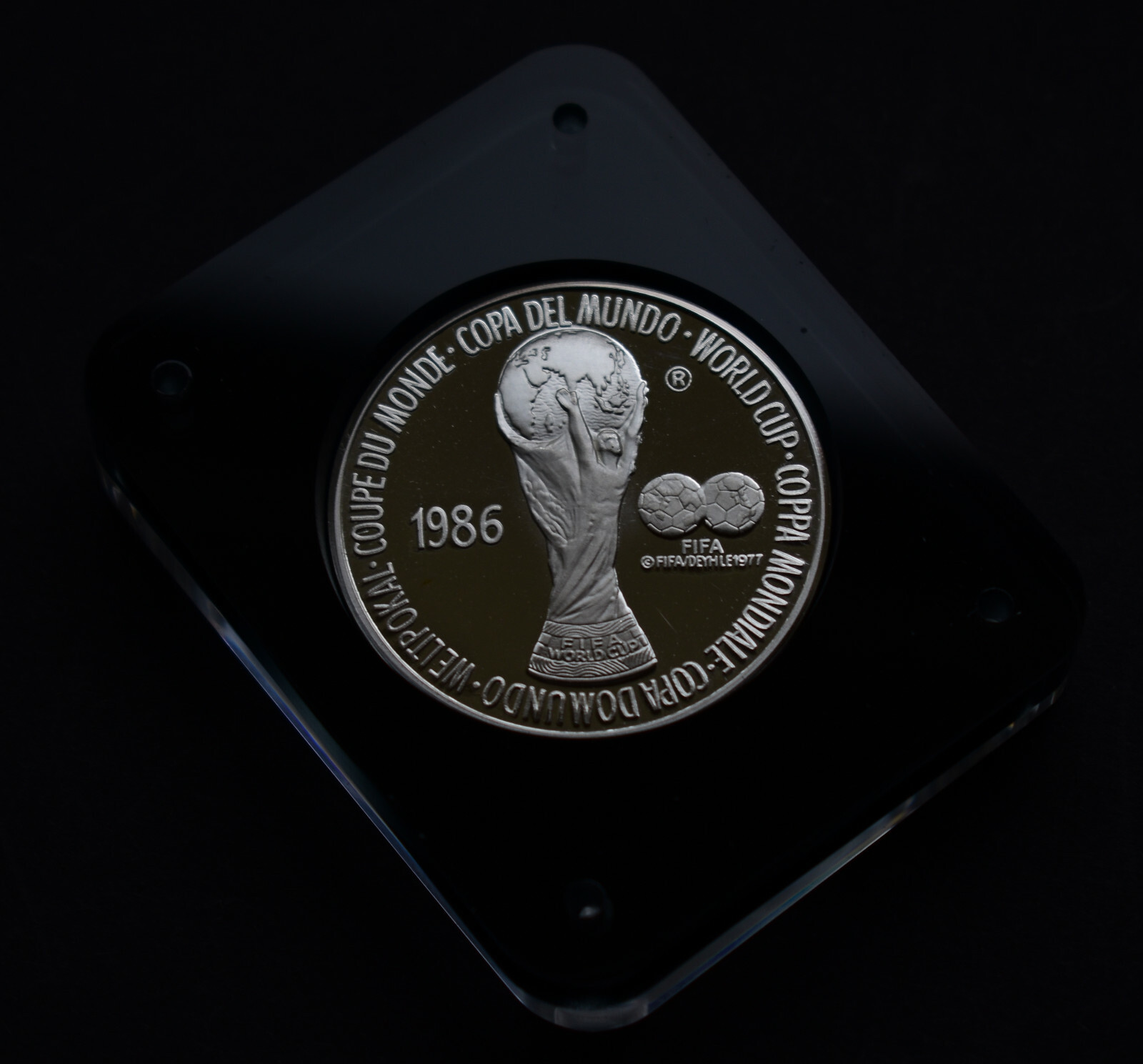 RARE MEXICO PROOF FIFA MEDAL Silver Pesos Moneda 1986 SOCCER Football ...