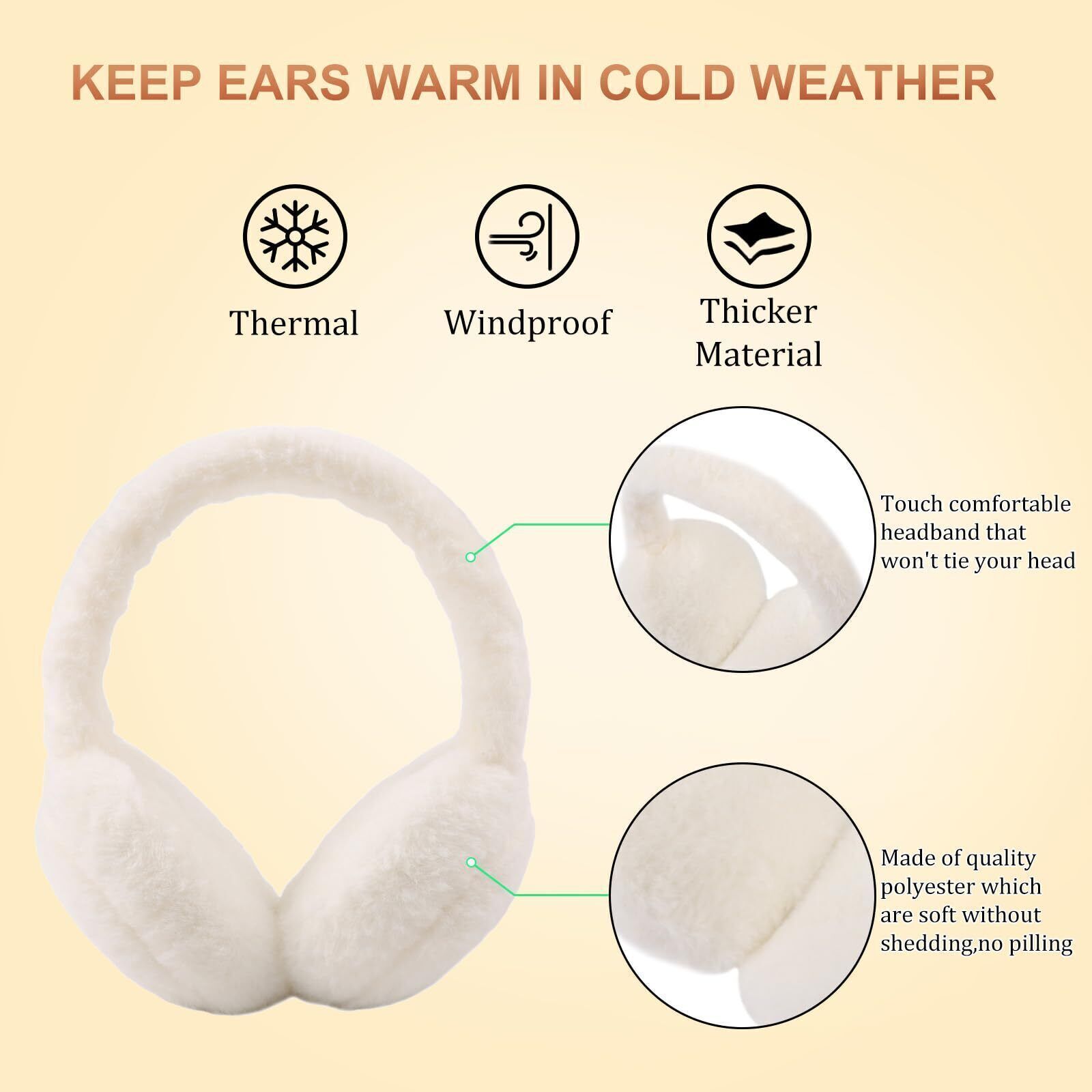 Women Men Fluffy Ear Muffs Winter Earmuffs Soft Plush Ear Warmer Cover ...