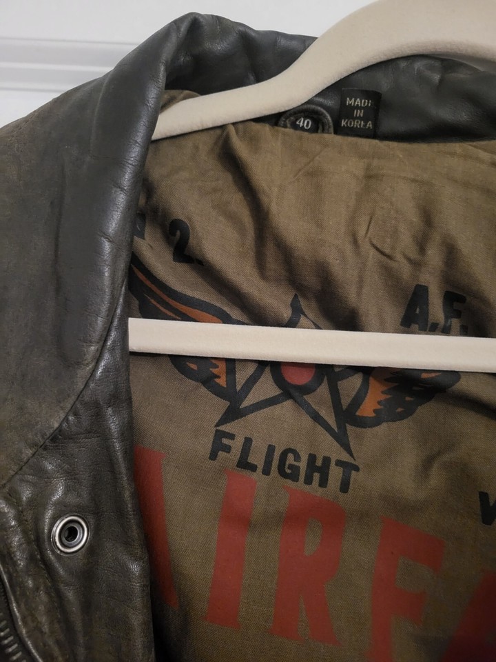 U2 Wear Me Out Men's Leather Bomber Flight Jacket Size 40 Distressed ...