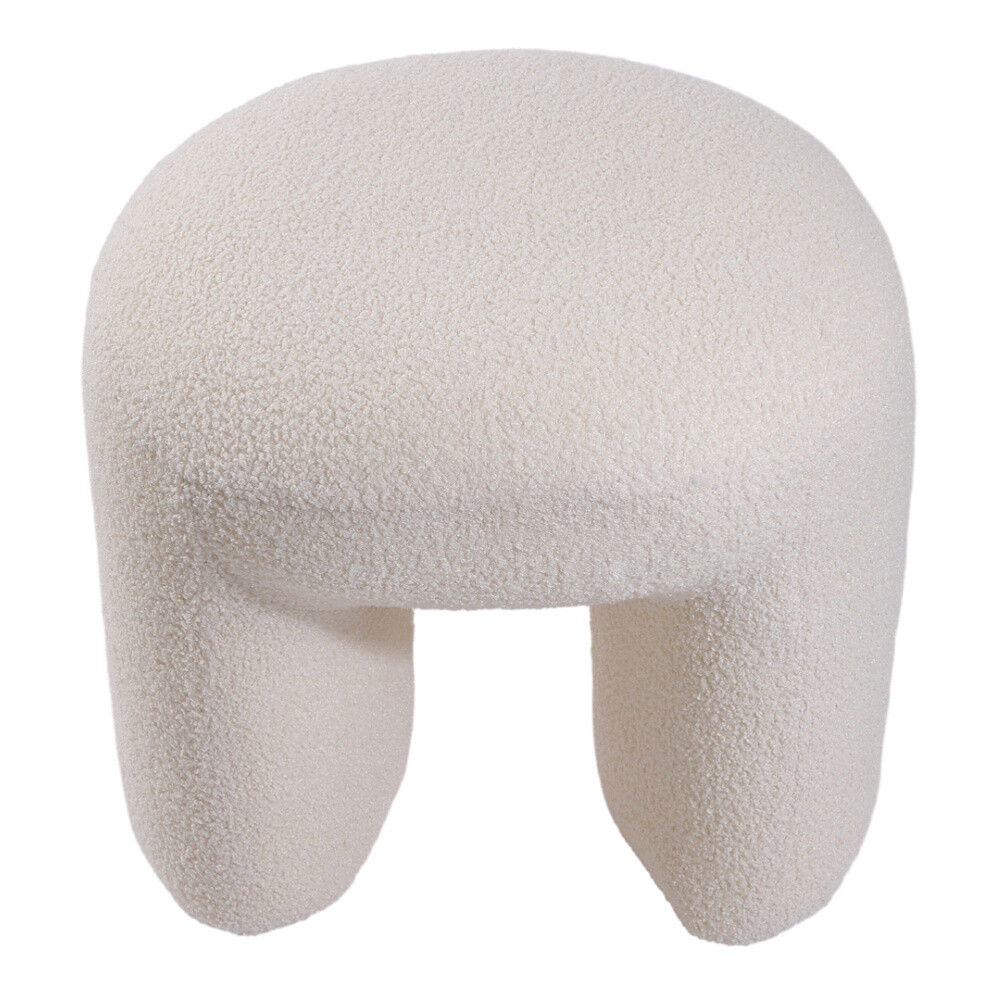 Minimalism Cream Style Teddy Footstool Vanity Under Desk Ottoman Shoe ...