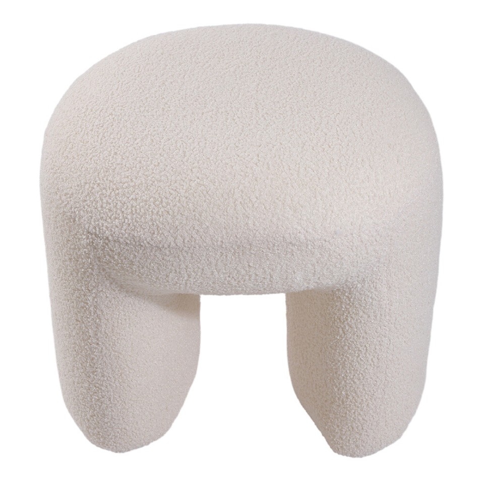 Minimalism Cream Style Teddy Footstool Vanity Under Desk Ottoman Shoe ...
