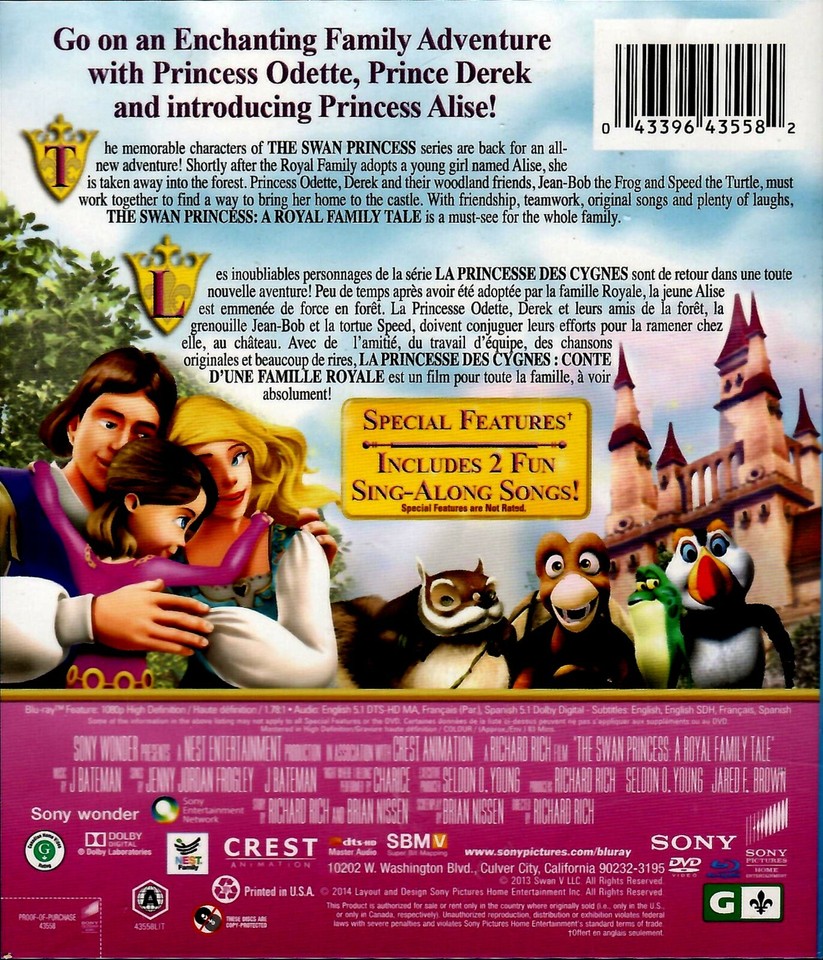 Swan Princess: A Royal Family Tale - c/w SlipCover - New BluRAY + DVD ...
