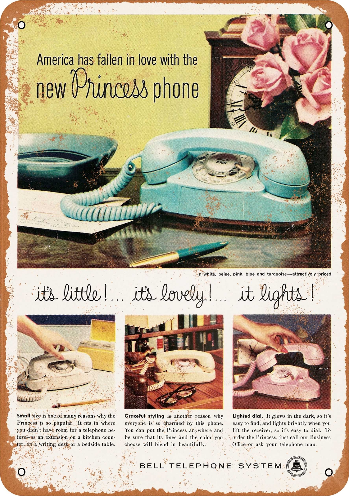 METAL SIGN - 1961 Bell Telephone Princess Phones - Vintage Look ...