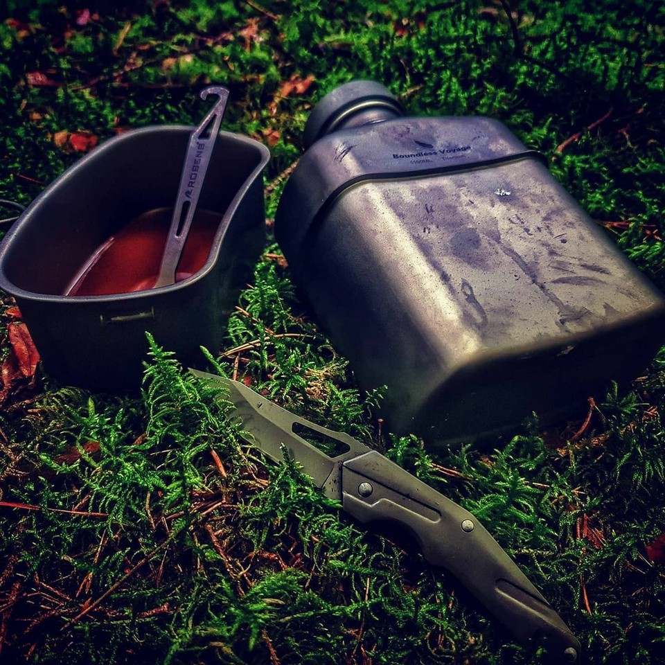 Titanium Military Canteen Cups Outdoor Camping Cooking Kit Water Bottle ...