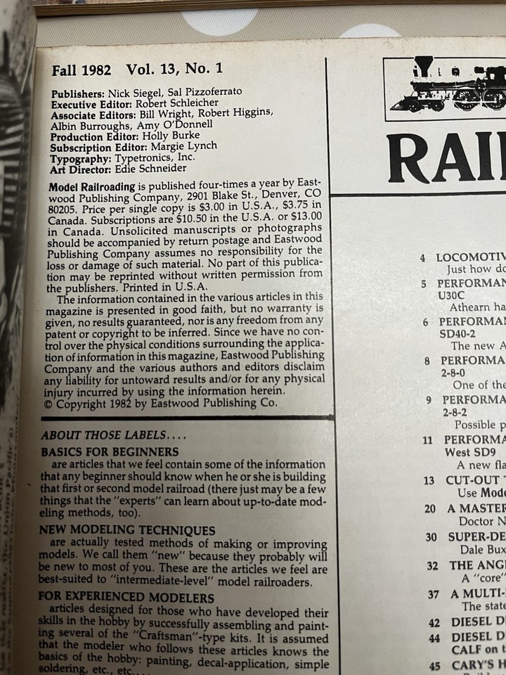 Model Railroading Magazine Volume 13 No. 1, 1982 No. 2 - 4 Are 1983 All ...