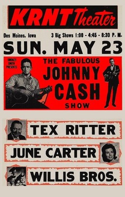 Johnny Cash June Carter KRNT Threater Concert Retro poster 12 x 18 ...