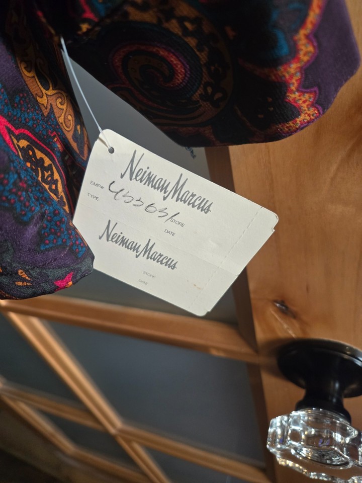 LINDA ALLARD Ellen Tracy 100% Silk Blouse 6 NWT Paisley Neck Scarf Rear ...