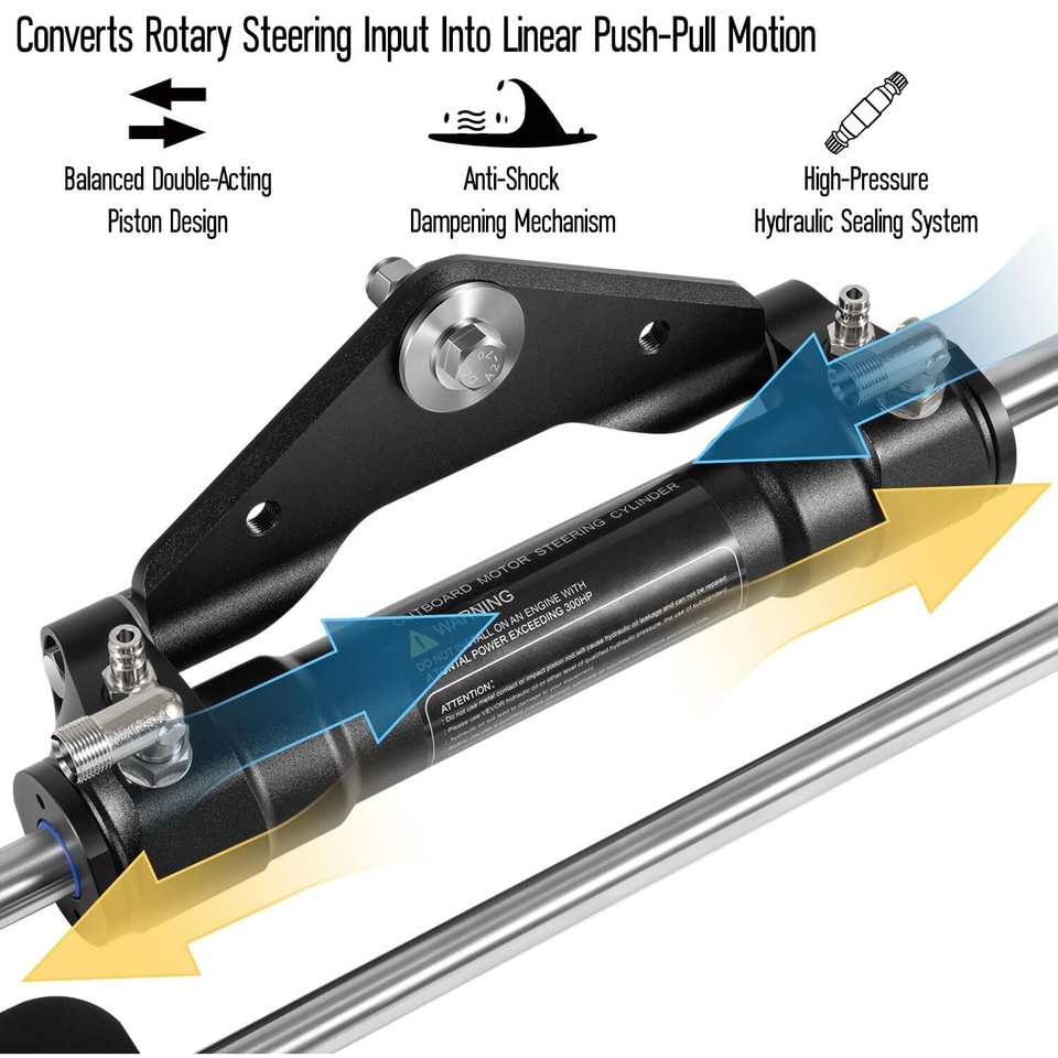 Hydraulic Steering Cylinder For SeaStar HC5345-3 Ram Marine Boat ...
