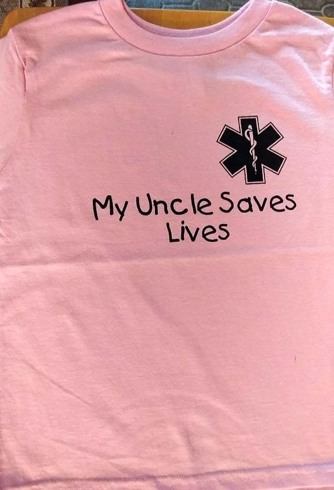 MY UNCLE SAVES LIVES with Star of Life kids T-Shirt - EMS UNCLE Child's ...