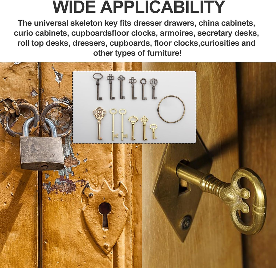 Skeleton Key Set,Universal Skeleton Replacement Keys, Vintage Keys Kit ...