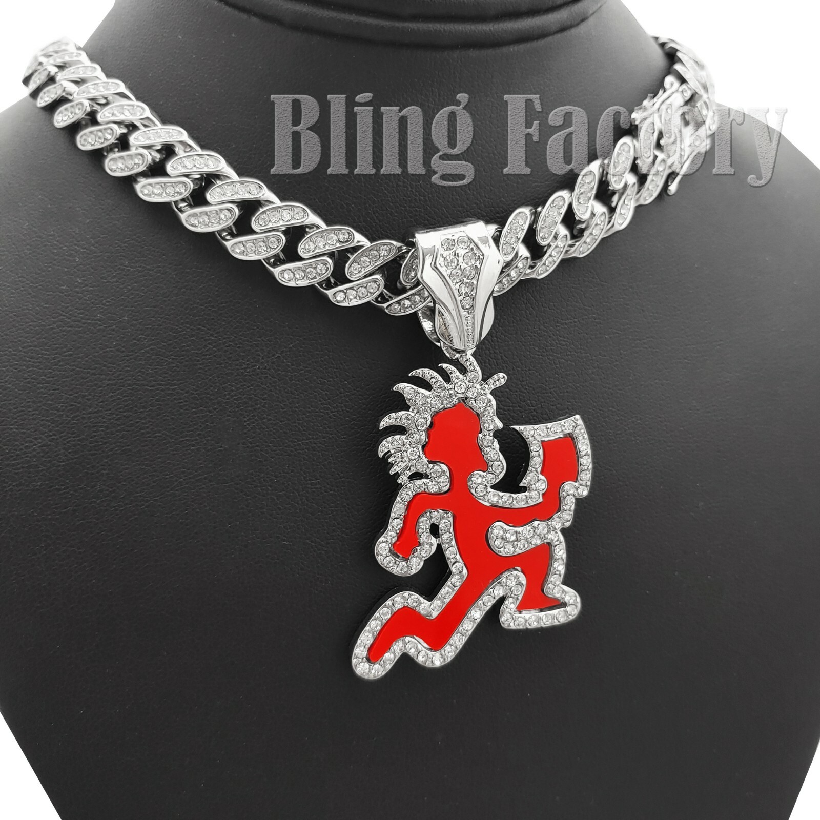 HATCHET MAN RUNNER Pendant & 12mm 16" 18" 20" Iced Cuban Choker Chain ...