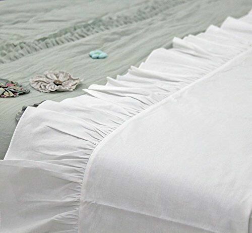 White Ruffled 3Pc Flat Sheet Pillow Case Pair 1000 Thread Count Egyptian Cotton | eBay