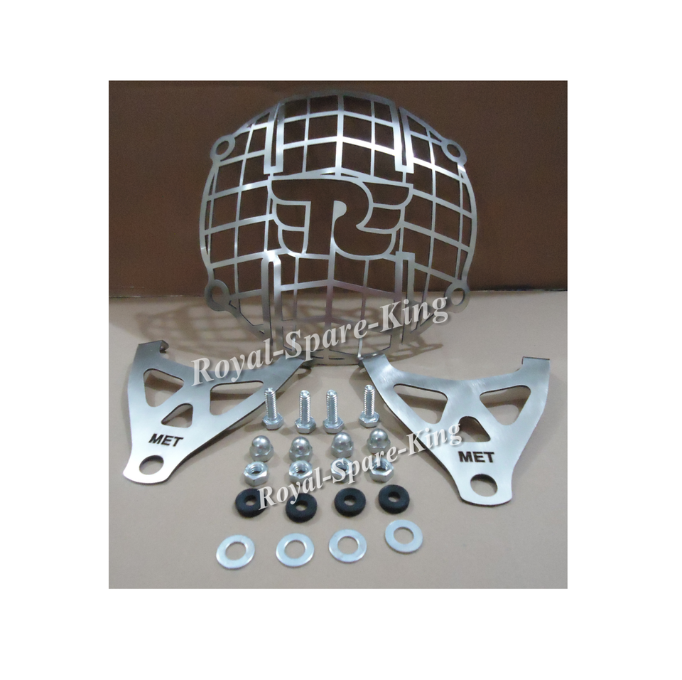 HEADLIGHT GRILL SET NET DESIGN STAINLESS STEEL Fit For ROYAL ENFILED ...