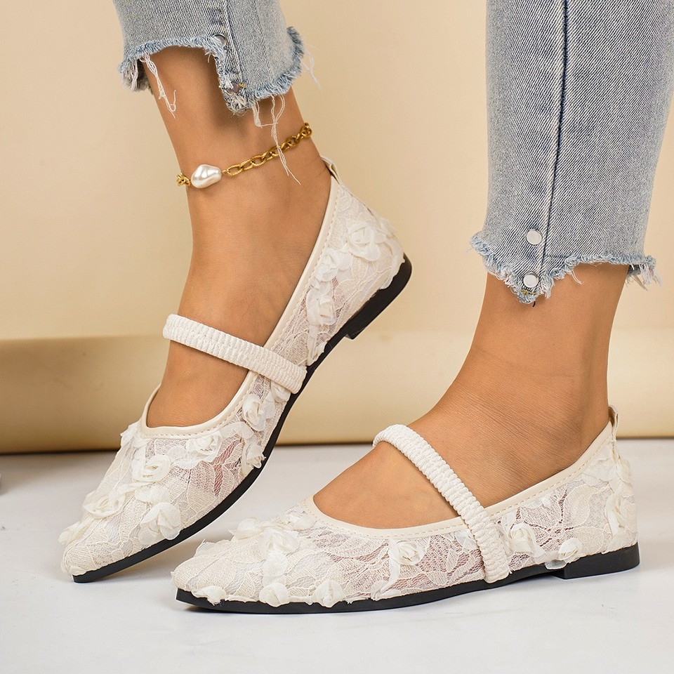 Women's Mesh Ballet Flats Pointed Toe Casual Shoes Comfort Dressy Mary Jane | eBay