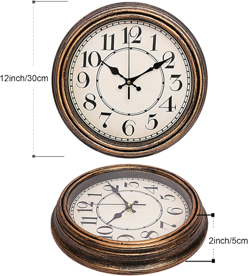 30Cm Wall Clock, 12 Inch Retro Digital Wall Clock, Vintage Large round ...
