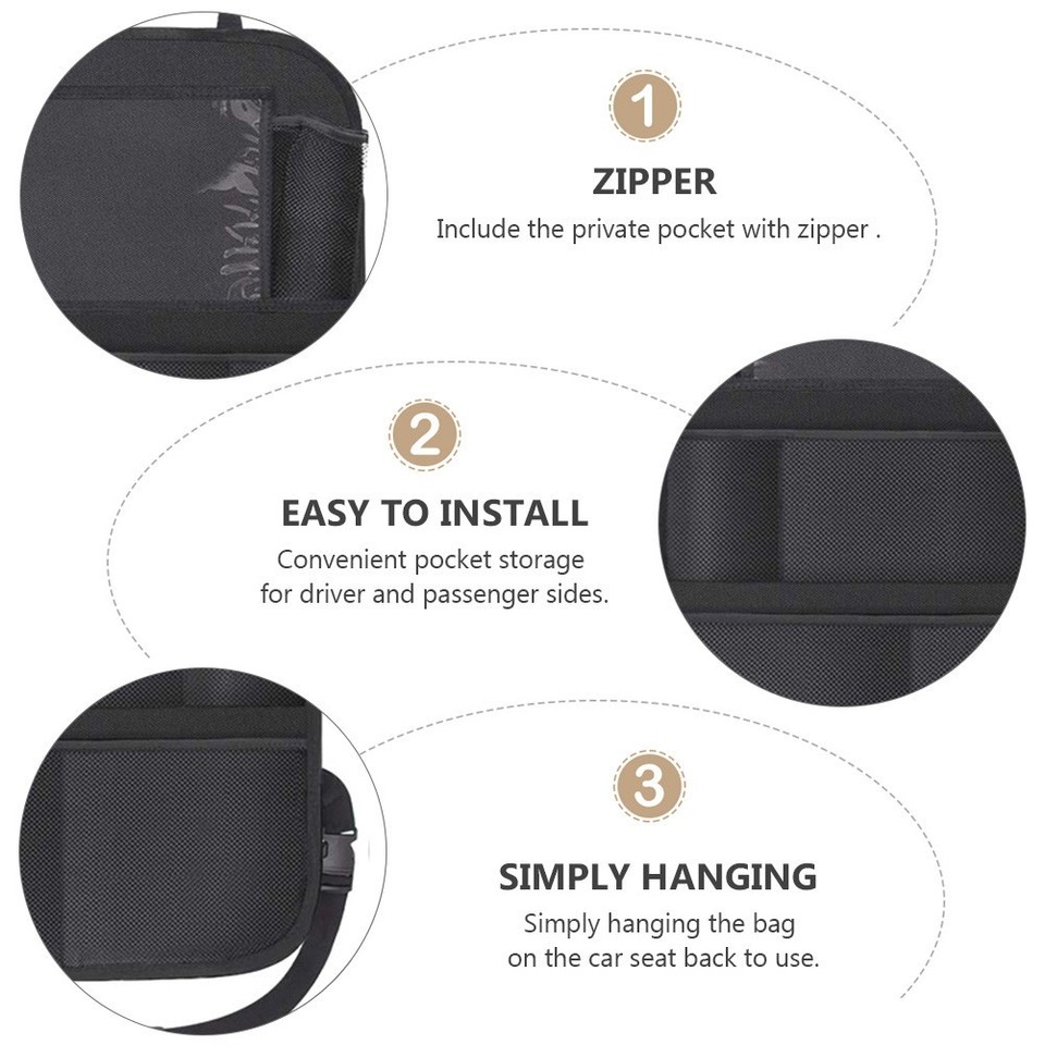 Auto Hanging Car Seatback Storage Bag With Zipper Pocket For Children ...
