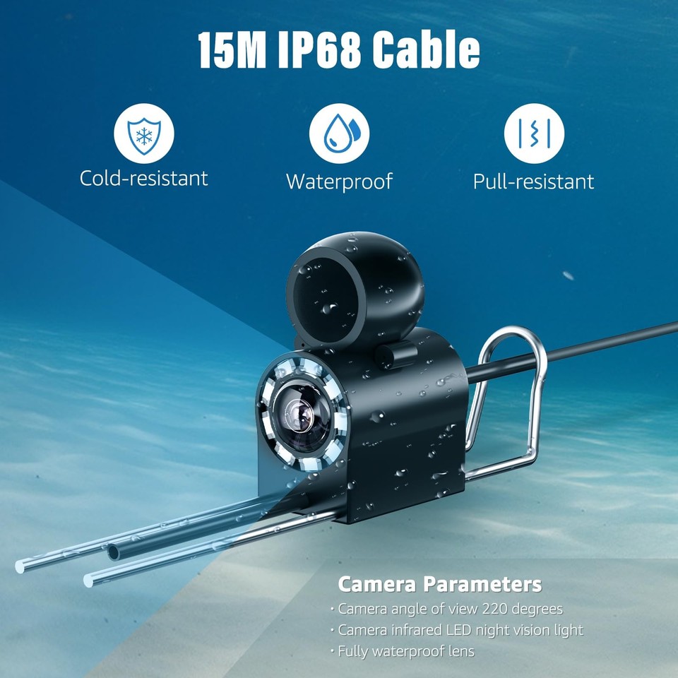Underwater Fishing Camera 4.3" Night Vision Fish Finder HD Waterproof ...