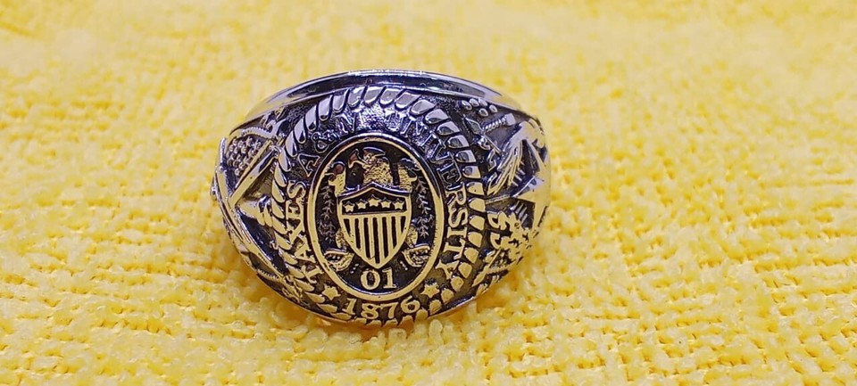 Texas A&M University Class Aggie Men's Ring 18K White Gold Plated ...