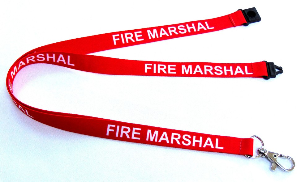 FIRE MARSHAL lanyard 15mm with safety breakaway for ID & keys. Free UK ...