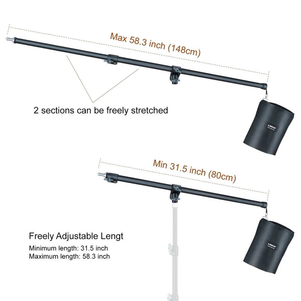 LINCO Adjustable Overhead Light Boom Arm with Universal Tripod Clamp 2. ...
