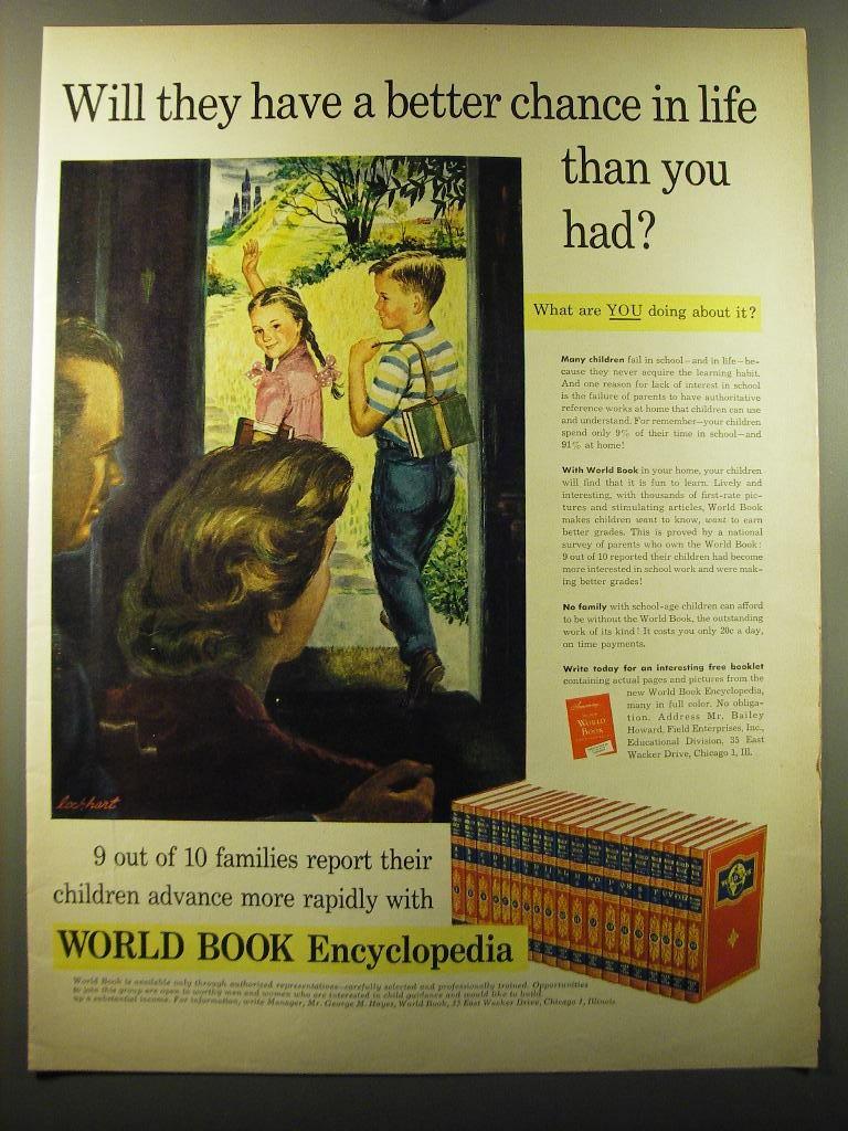 1949 World Book Encyclopedia Ad - Will they have a better chance in ...