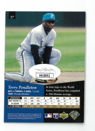 Terry Pendleton signed 1995 Upper Deck SP Baseball On Card Auto #57 ...