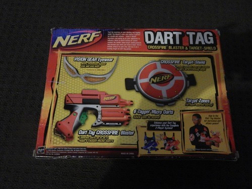Nerf CrossFire Dart Blaster Set Dart Tag Glasses Target Shield Gun 2005 ...