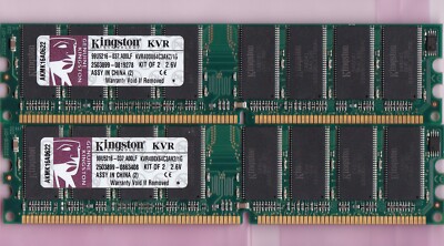 1GB 2x512MB PC3200 DDR-400 Kingston KVR400X64C3AK2/1G Desktop Memory ...