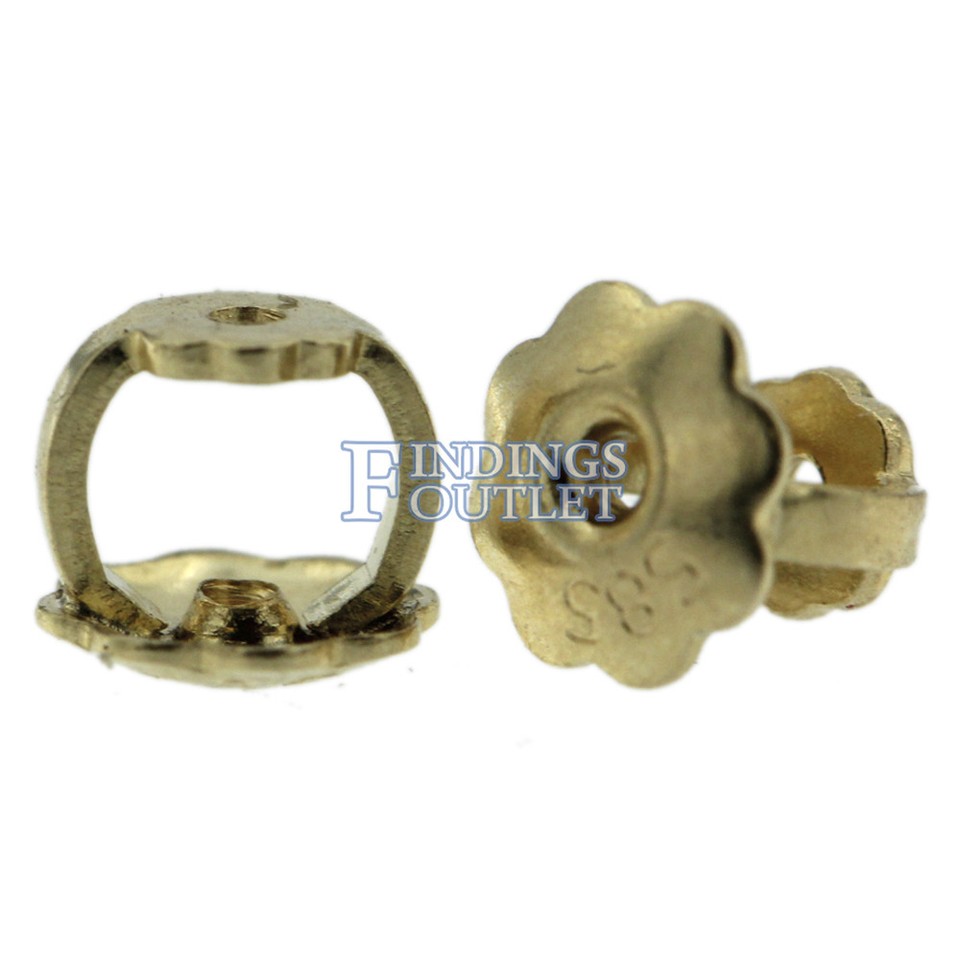 14k Yellow Gold Round Stud Earring Mounting Setting Screw Back Post 4 ...
