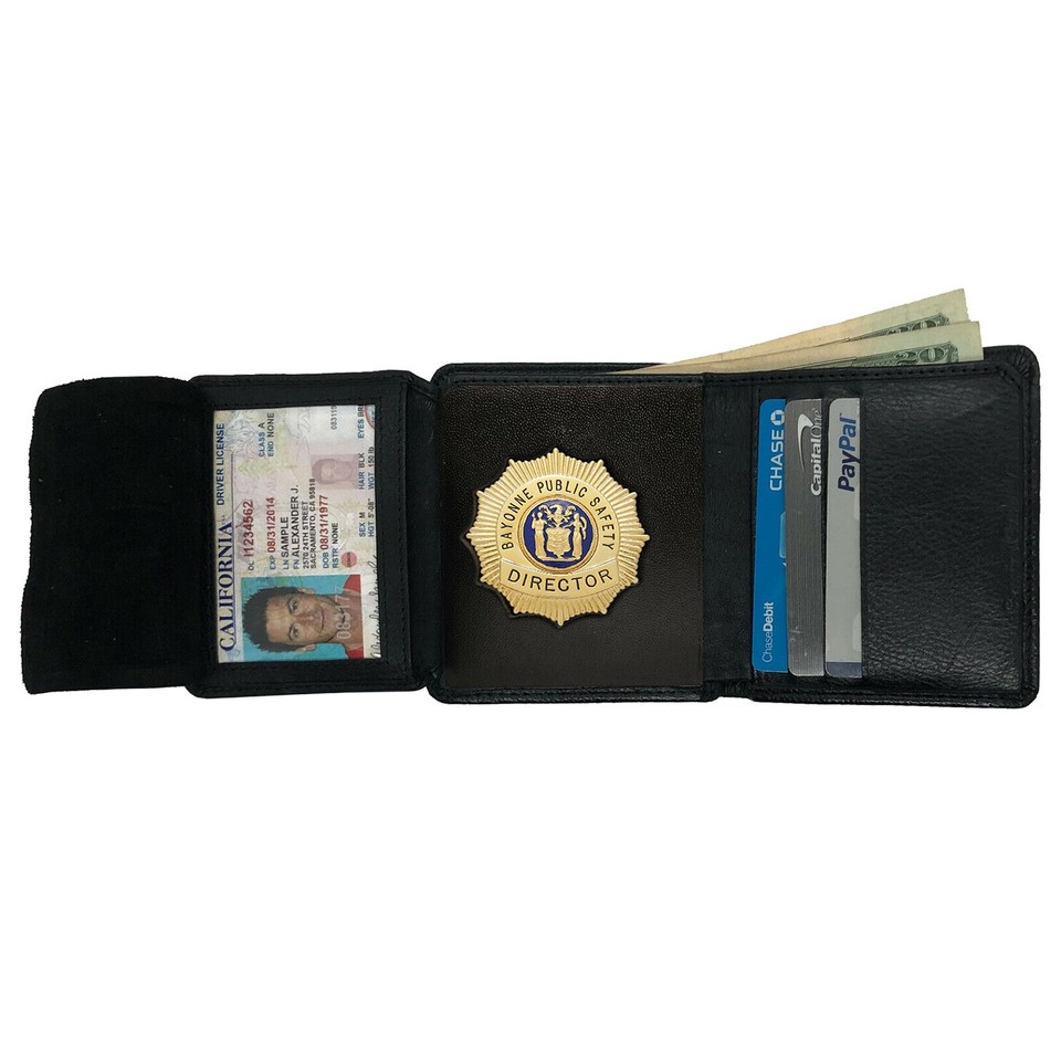 Leather Concealed Carry Badge Wallet, 12 Star Shield Holder for Law ...