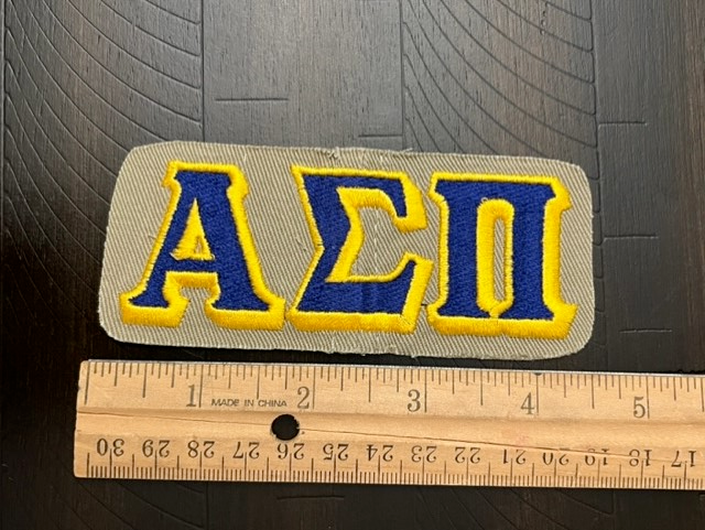 Alpha Sigma Pi Embroidered Greek Letters on Khaki Background FREE SHIP ...
