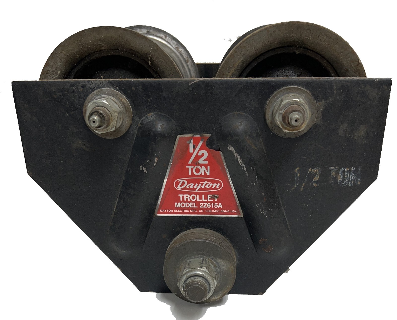 DAYTON TROLLEY 2Z615A 1/2 TON 1000LB CAPACITY 2-1/4" TO 5" FLANGE WIDTH ...