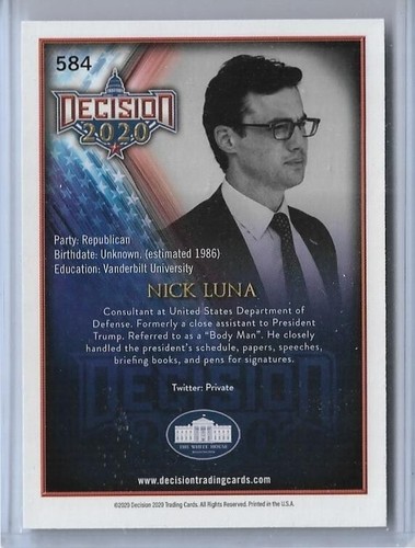 RARE 2020 DECISION RAINBOW ~ NICK LUNA "CAPITOL" CARD #584 ~ 1/5 UNIQUE ...