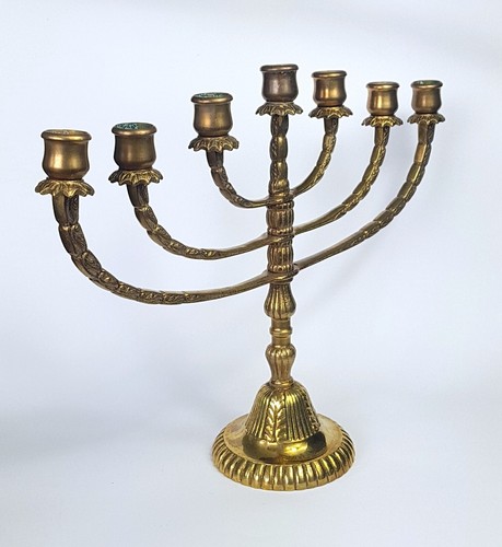 Menorah Traditional Jewish 7 Arms Candelabra Solid Brass Malm Sweden ...