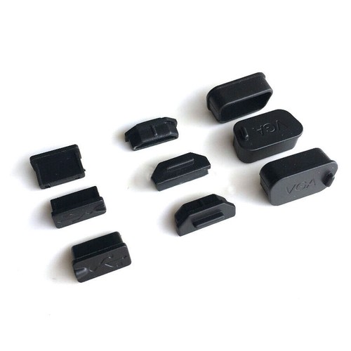 Protective USB HDMI VGA Port Cover Anti-Dust Black PVC Rubber ...