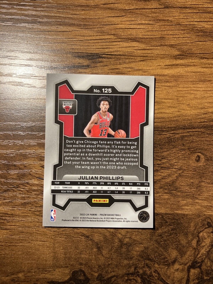2023-24 Panini Prizm Julian Phillips Rookie RC Chicago Bulls #125 | eBay