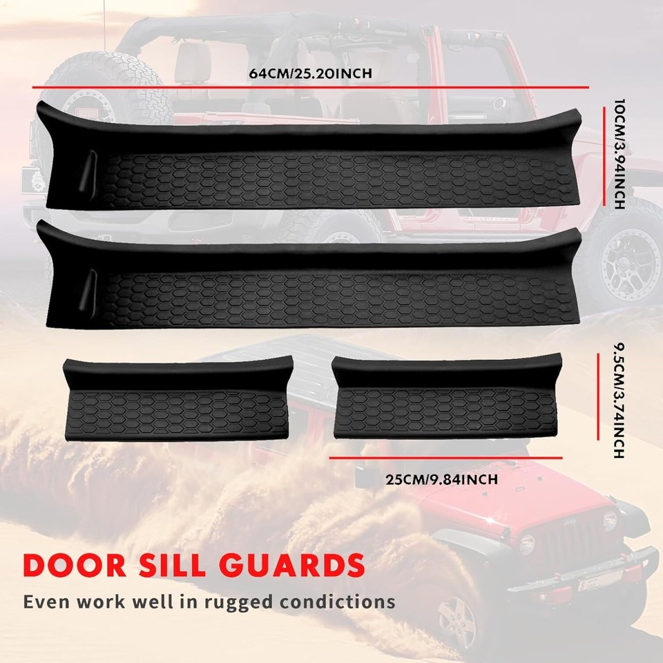 Set of 4 for 2018-2024 Jeep Wrangler JL JLU Door Sill Guard Protector ...