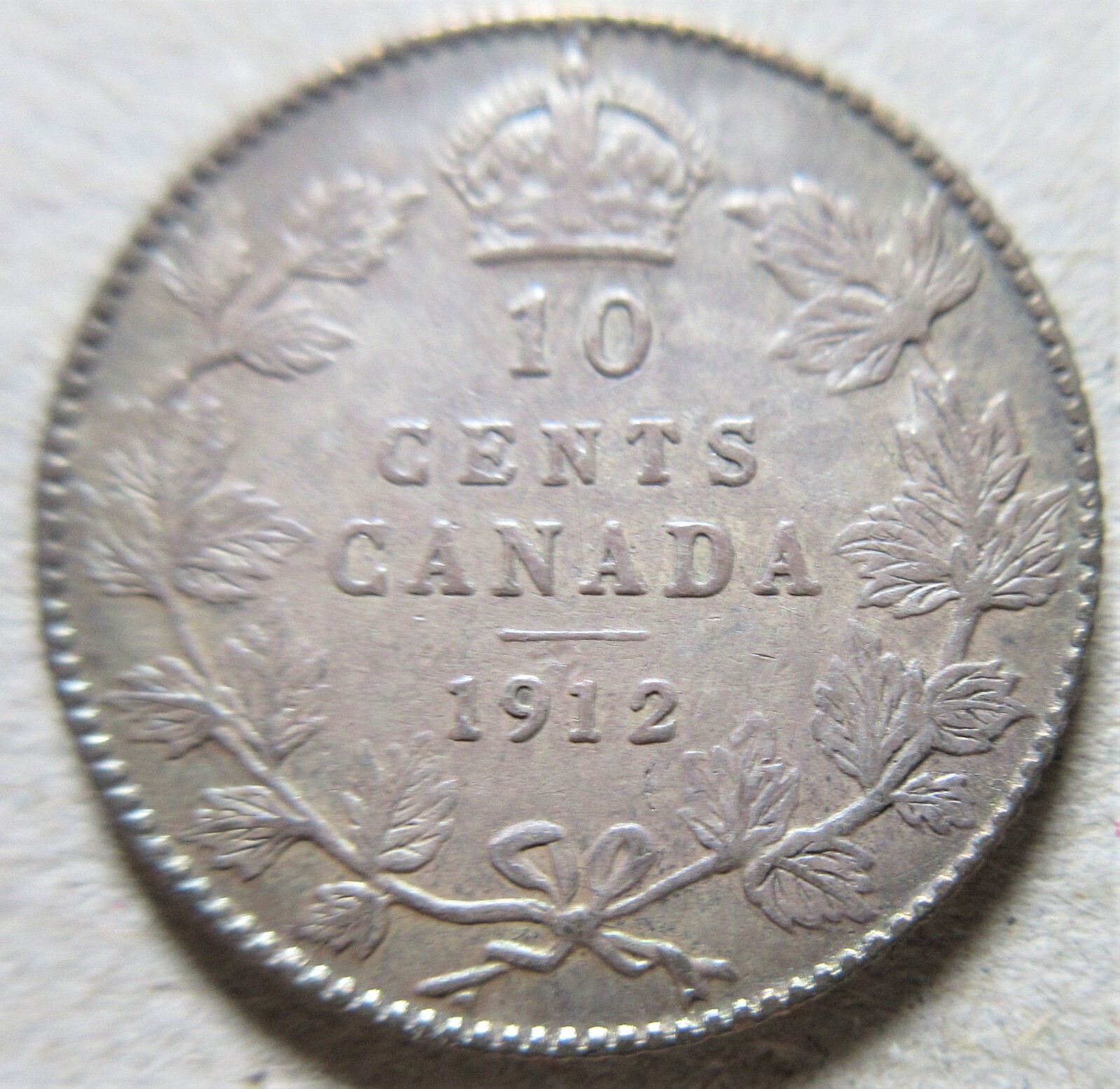 1912 Canada Silver Ten Cents Coin. BETTER GRADE Dime 10 cents 10c (TR ...